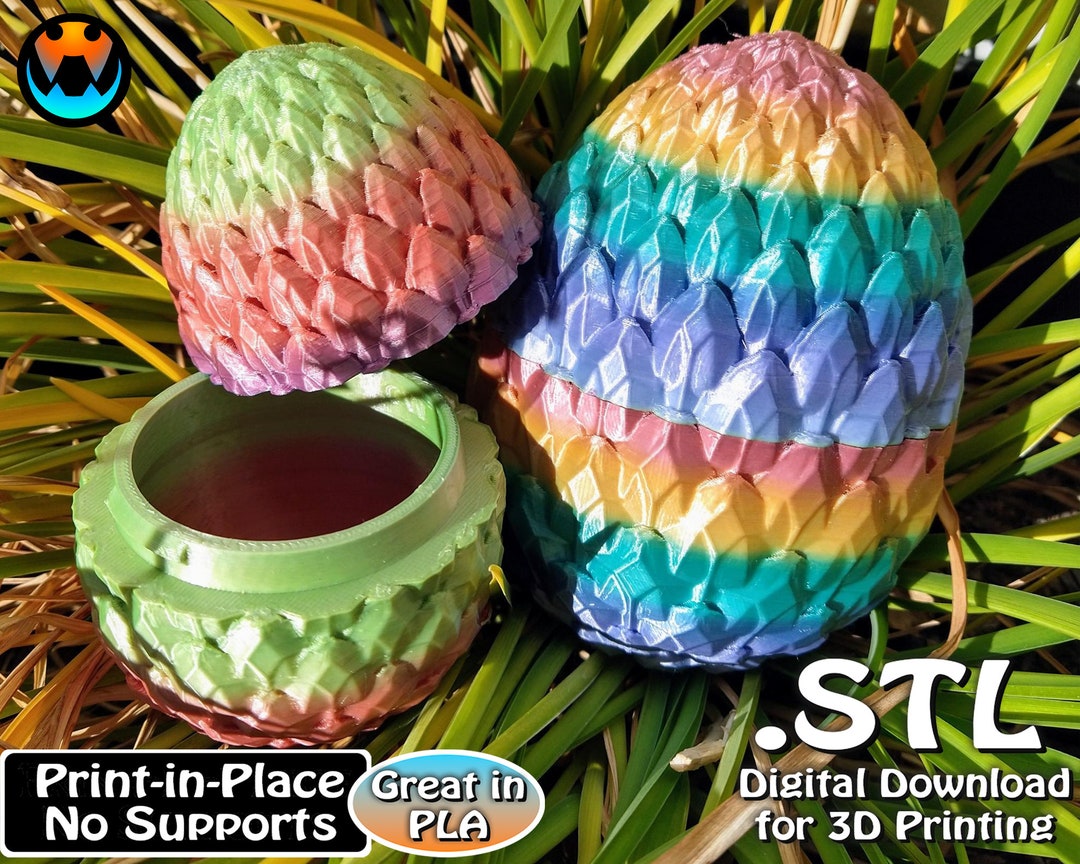 Dragonscale Egg STL Print Files, Print in Place, Easter Egg, Mystery ...