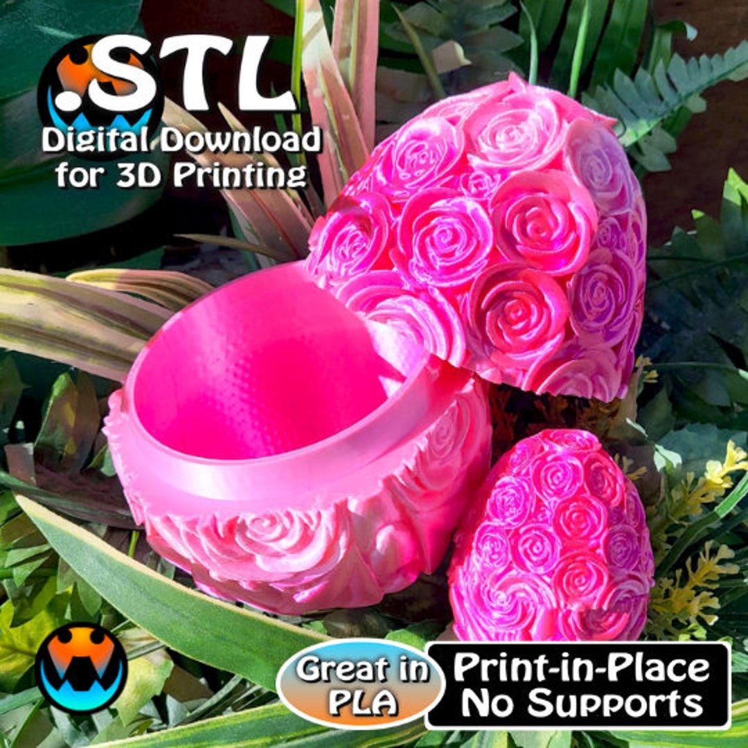 Rose Egg STL Print Files, Print in Place, Easter Egg, Mystery Egg ...