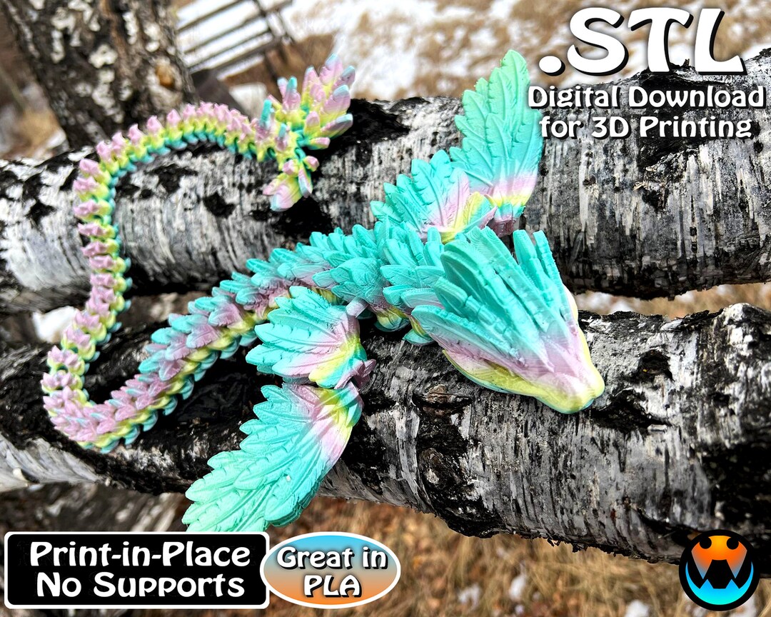 Flying Serpent Dragon STL Print Files, Articulating Flexi Wiggle Pet ...