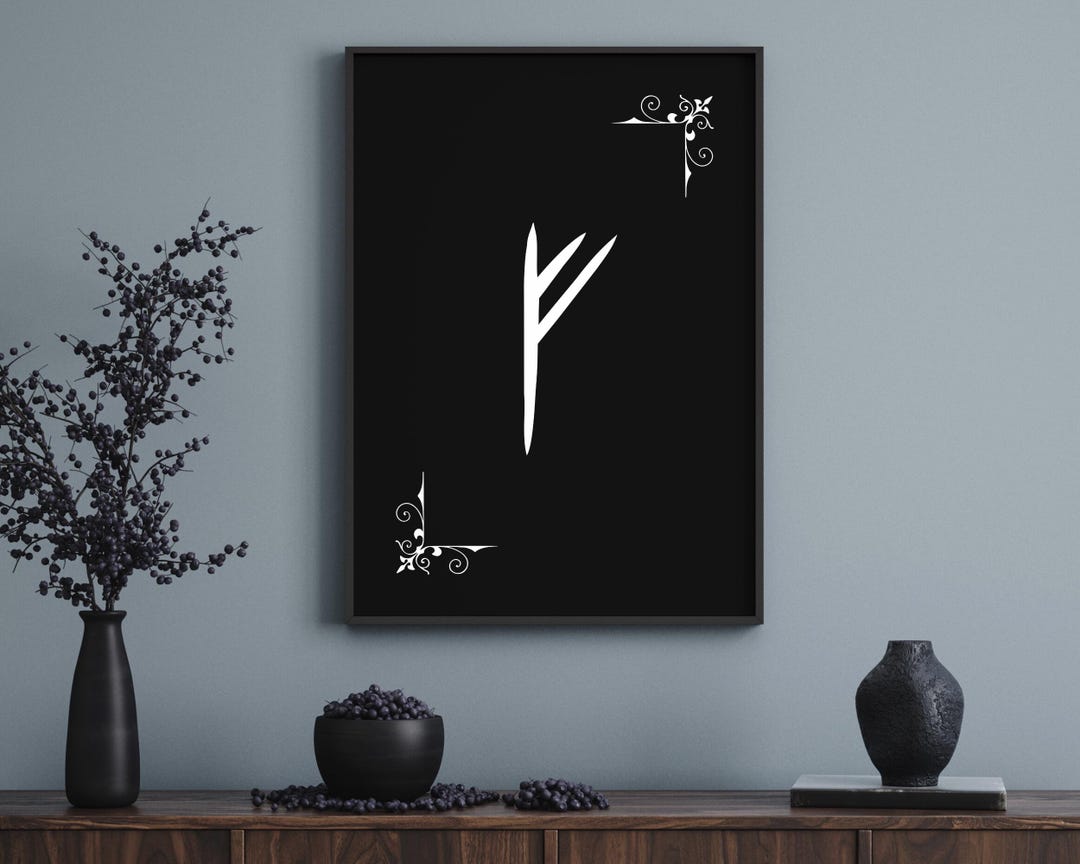 Printable Rune, Fehu Rune, Norse Rune Minimalist Modern Black Printable ...