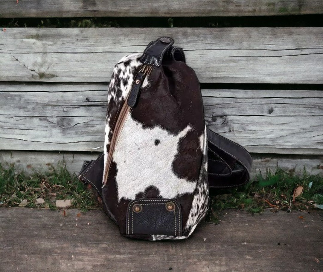 Western Cowhide Sling Bag Myra Cowhide and Leather Purse Cowhide Fanny ...
