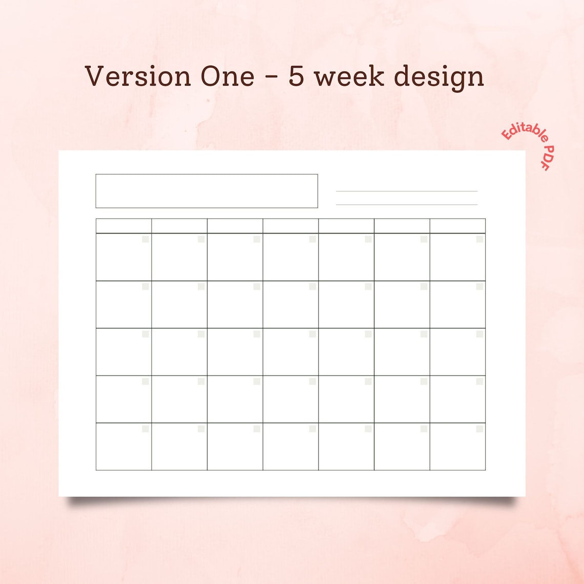 8.5 X 11 Inch Blank Calendar Page Template, INSTANT DOWNLOAD, Includes ...