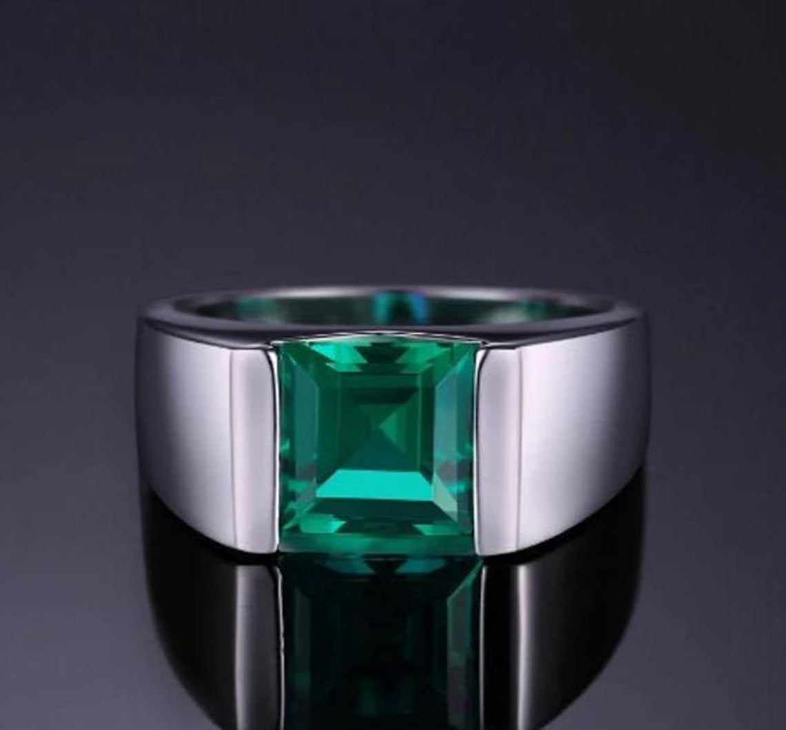 Natural Zambian Emerald Gemstone Personalized Ring in 925 Sterling ...