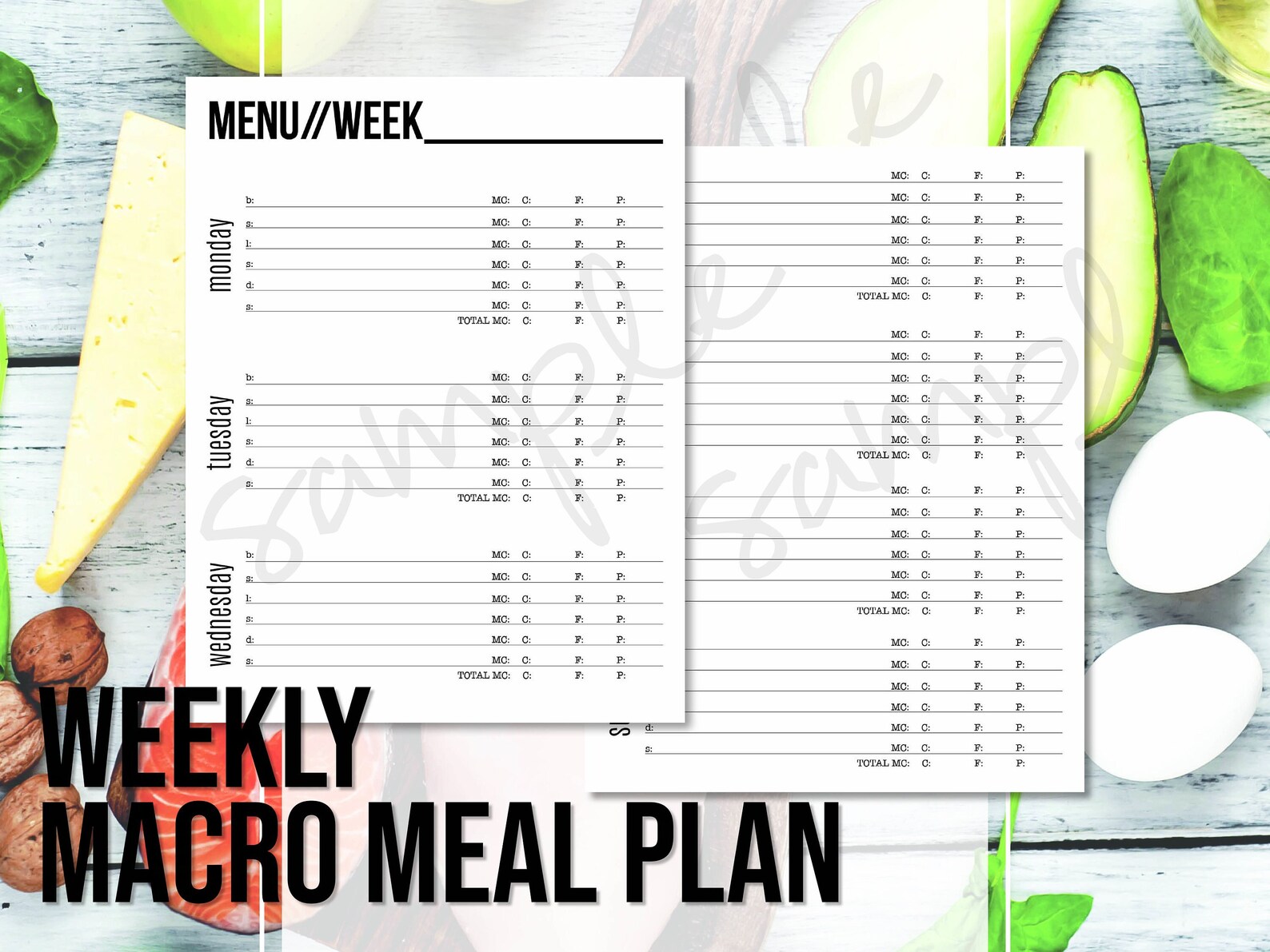 Macro Weekly Meal Plan Printable - Etsy