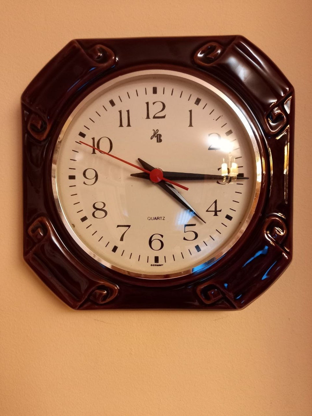 Ceramic Wall Clock | Junghaus Mechanism | Vintage Wall Clock - Etsy