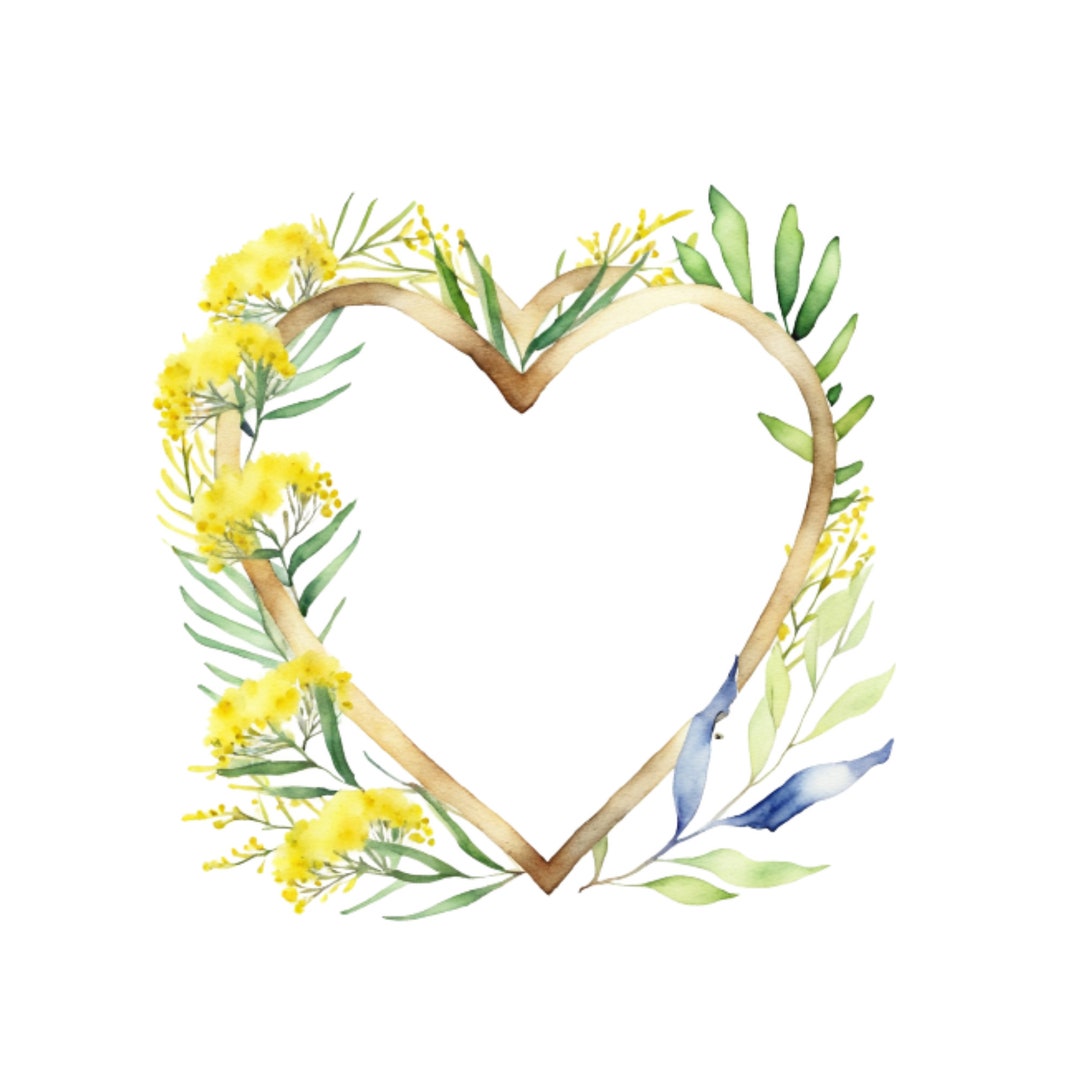 Watercolor Wattle Flower Frame Border With Transparent - Etsy