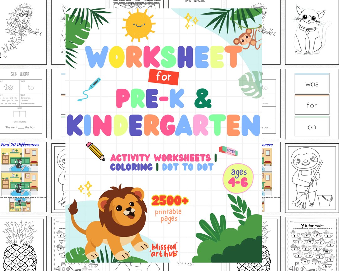 2500 Printable Learning Bundle Worksheet for Kindergarten & Preschool 4 ...