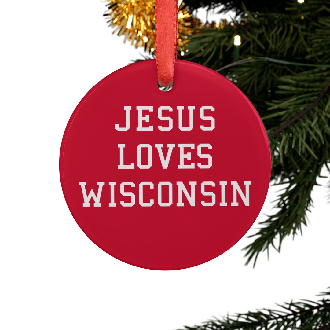 Jesus Loves Wisconsin, Acrylic Ornament With Ribbon, Christmas Gift ...