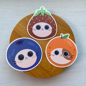 Fruit Cat Sticker Set | Matte Waterproof Vinyl Stickers | Strawberry ...