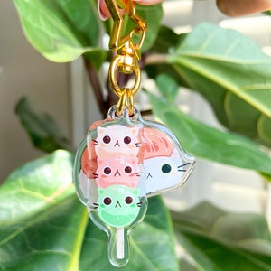 Dango Sushi Cat Keychain | Glitter Keychain | Epoxy Acrylic Keychain ...