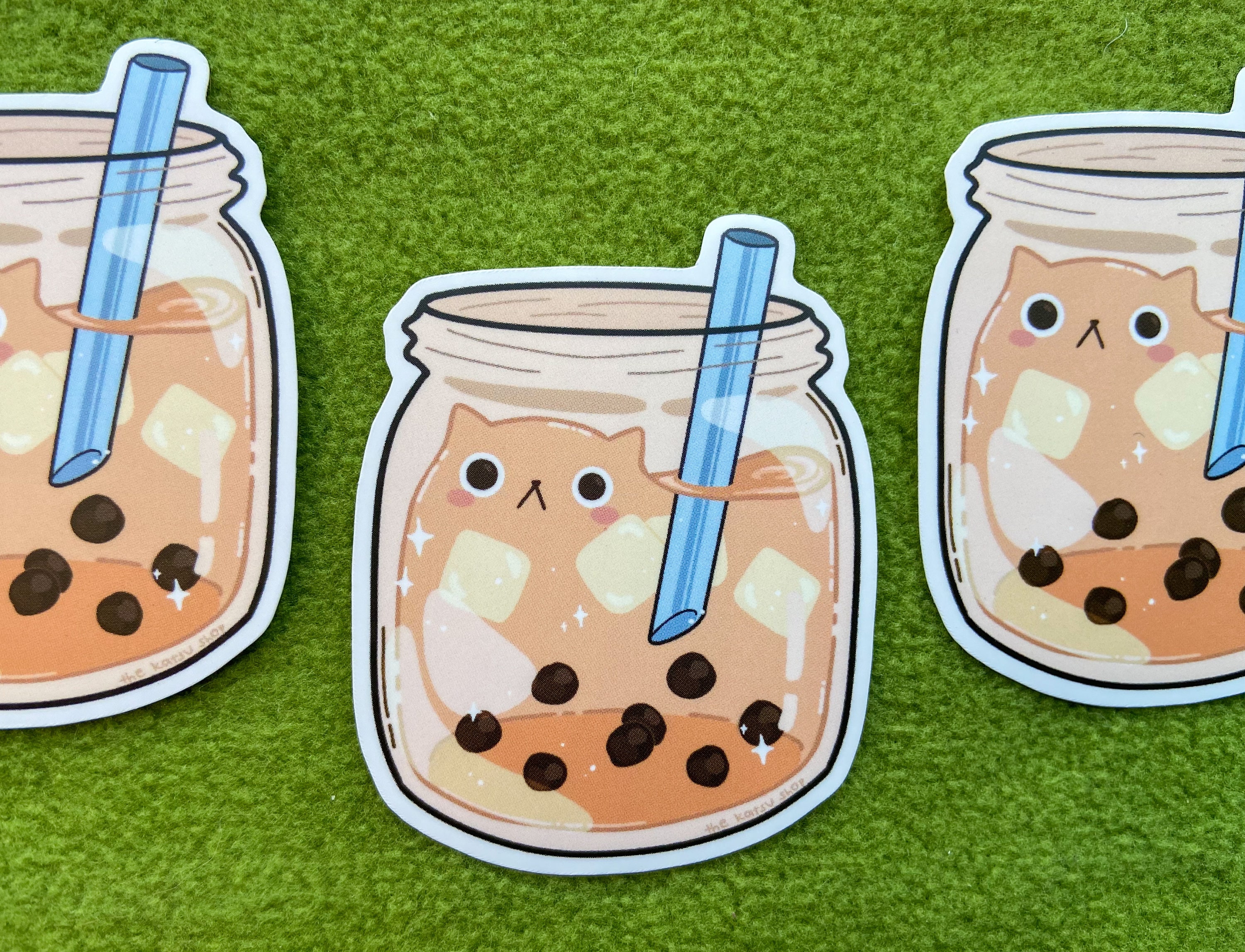 Boba Cat Sticker Matte Waterproof Vinyl Stickers Bubble - Etsy