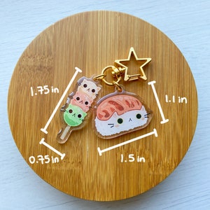 Dango Sushi Cat Keychain | Glitter Keychain | Epoxy Acrylic Keychain ...