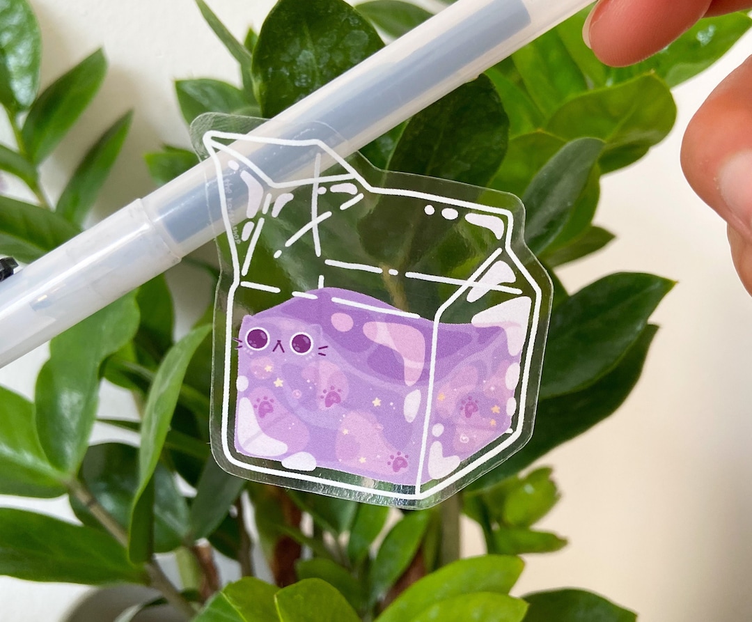 Clear Carton Magic Cat Sticker | Waterproof Clear Vinyl Stickers | Milk ...
