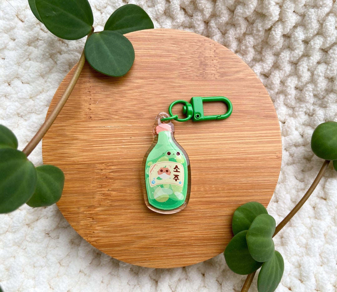 Soju Cat Keychain | Glitter Keychain | Epoxy Acrylic Keychain | Korean ...