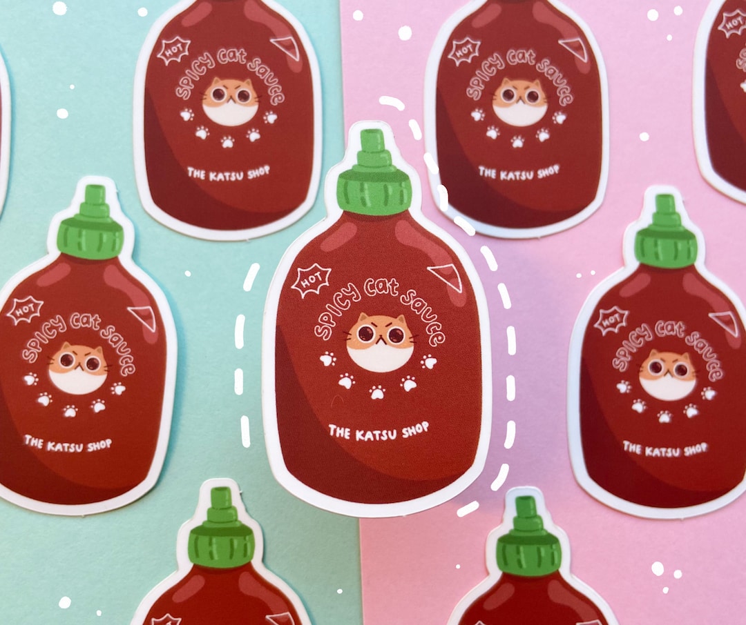 Spicy Cat Sauce Sticker | Matte Vinyl Waterproof Sticker | Hot Sauce ...