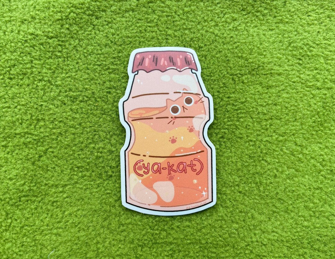 Yakult Cat Sticker | Matte Waterproof Vinyl Stickers | Asian Drink ...