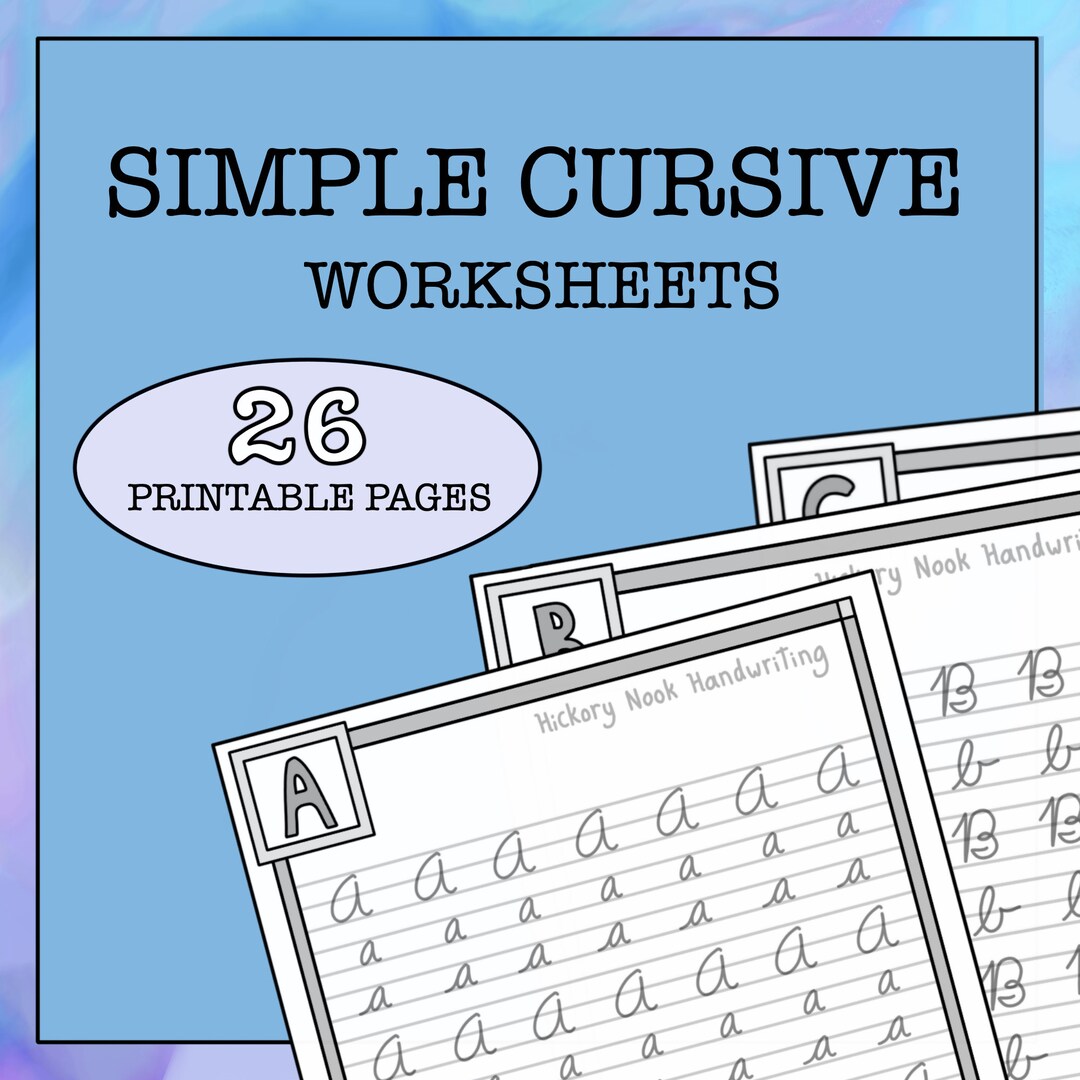 Simple Cursive Handwriting Worksheets beginner Friendly Printable PDF ...