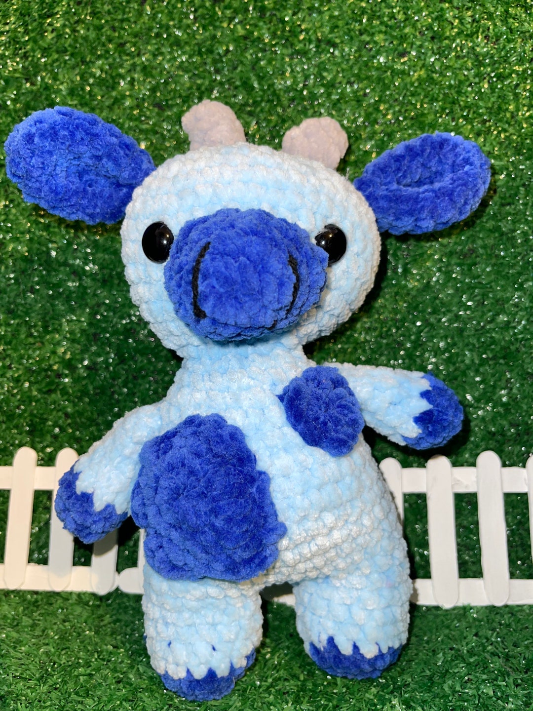 BLUEBERRY COW PLUSHIE, Crochet Soft Velvet Plushie, Handmade Gift for ...