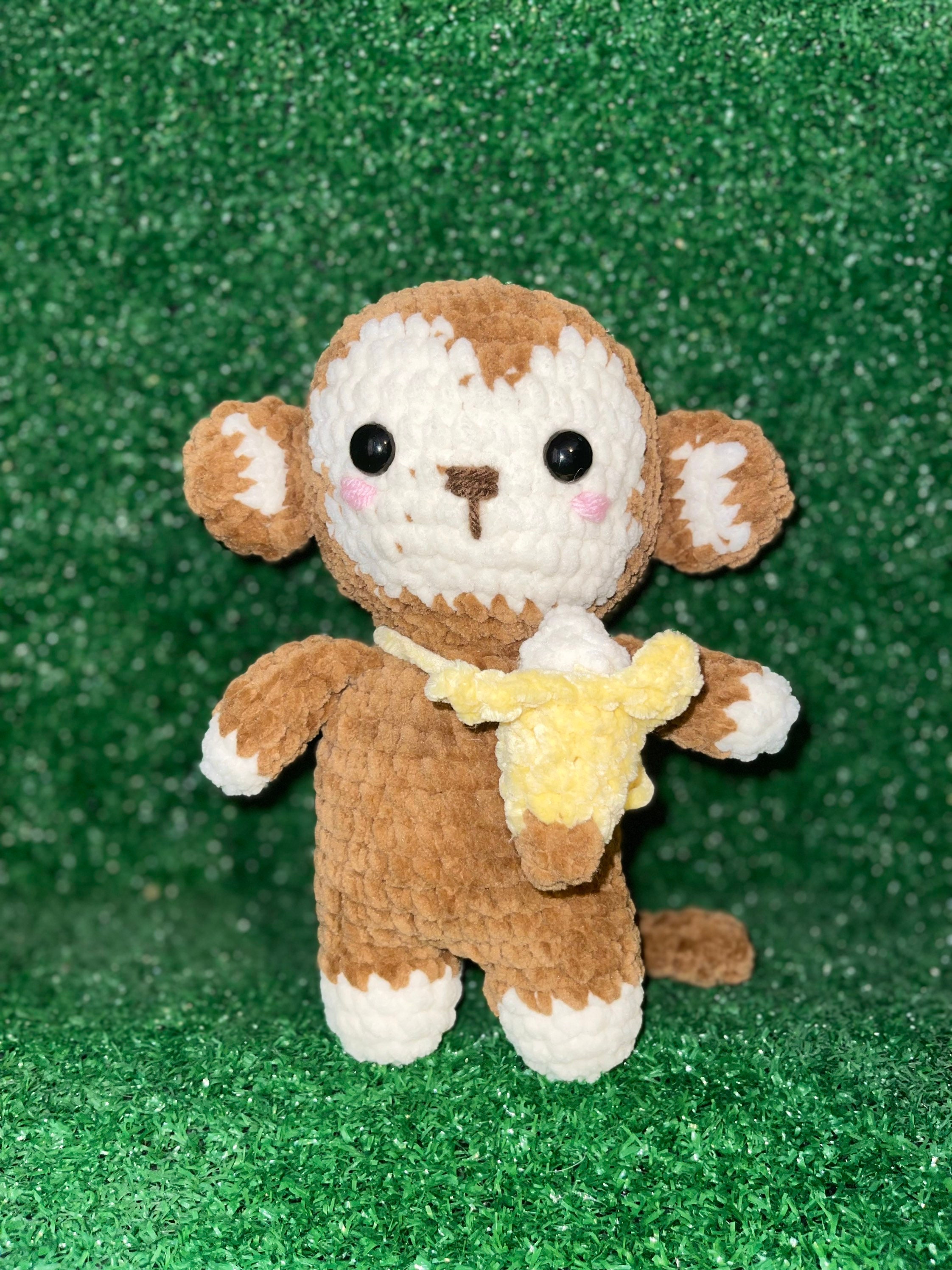 CROCHET MONKEY PLUSHIE, Kawaii Soft Velvet Amigurumi, Banana Purse ...