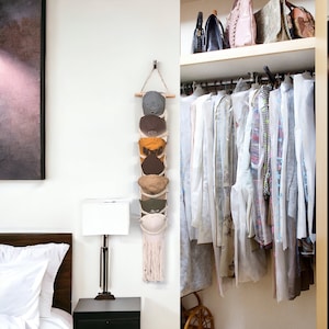 Macrame Hat Hanger - up to 14 Caps, Wall Cap Holder, Cap Rack, Baseball ...