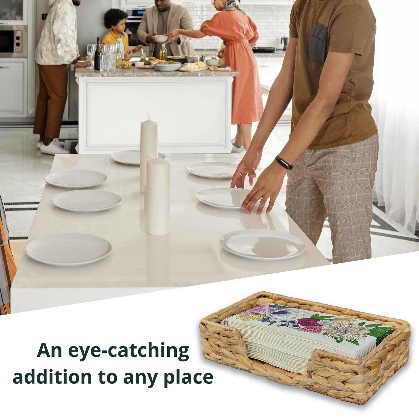 Water Hyacinth Napkin Holder Rectangle Napkin Rings Set 6 | Etsy