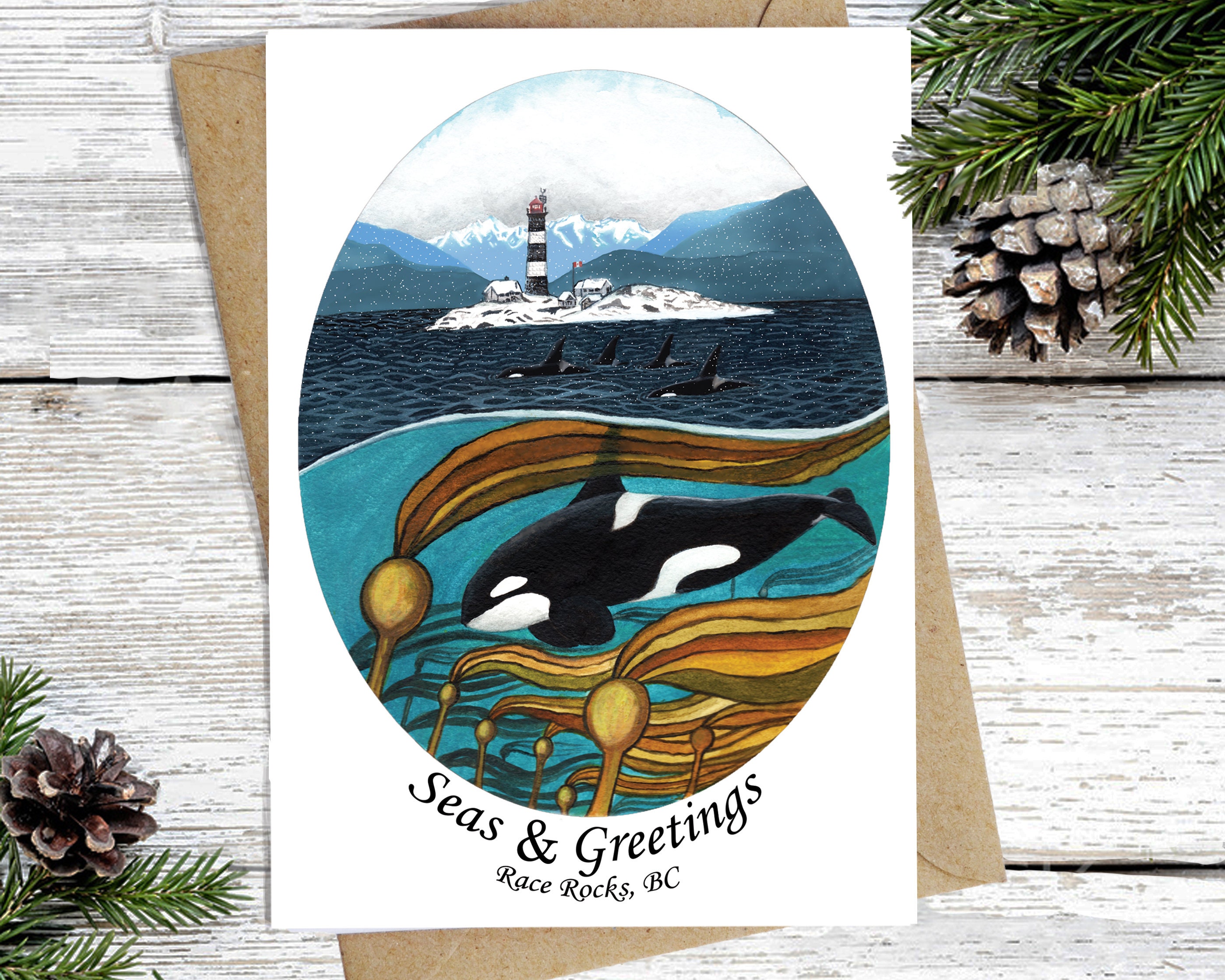 INSTANT DOWNLOAD, Vancouver Island Christmas Cards, Salish Sea Orcas ...