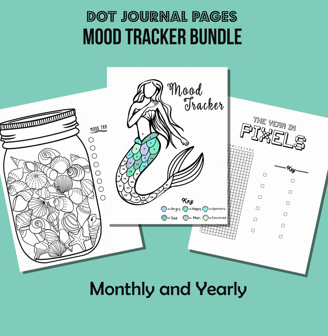 MOOD TRACKERS - Ocean Themed -dot Grid - Dotted - Printable Template ...