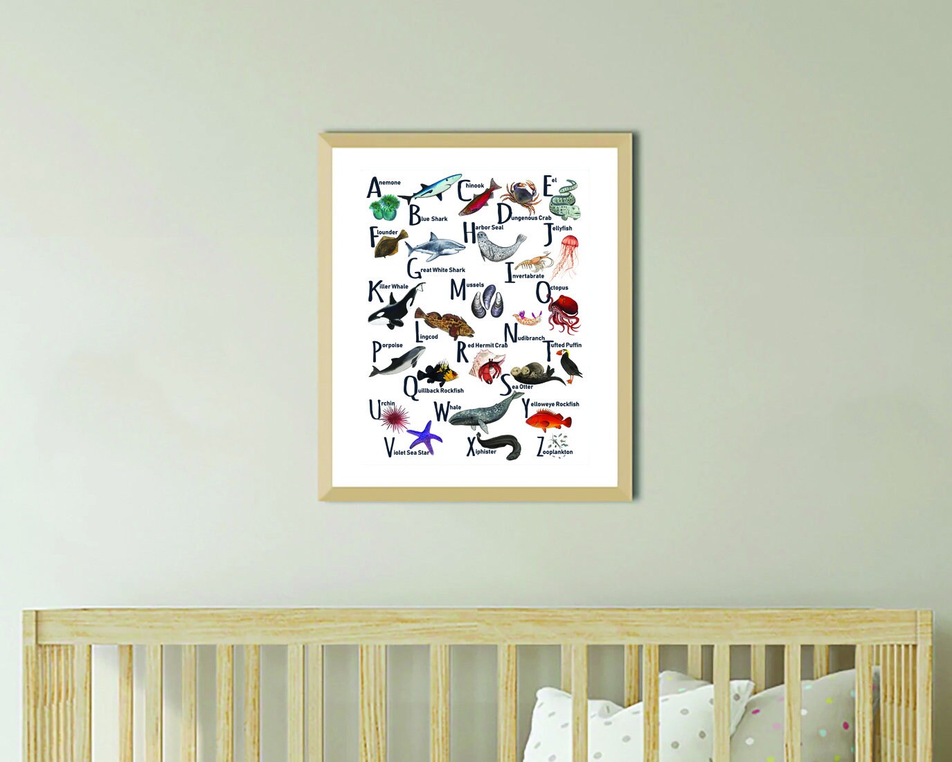 WATERCOLOR ALPHABET, West Coast Alphabet Poster, Marine Alphabet ...