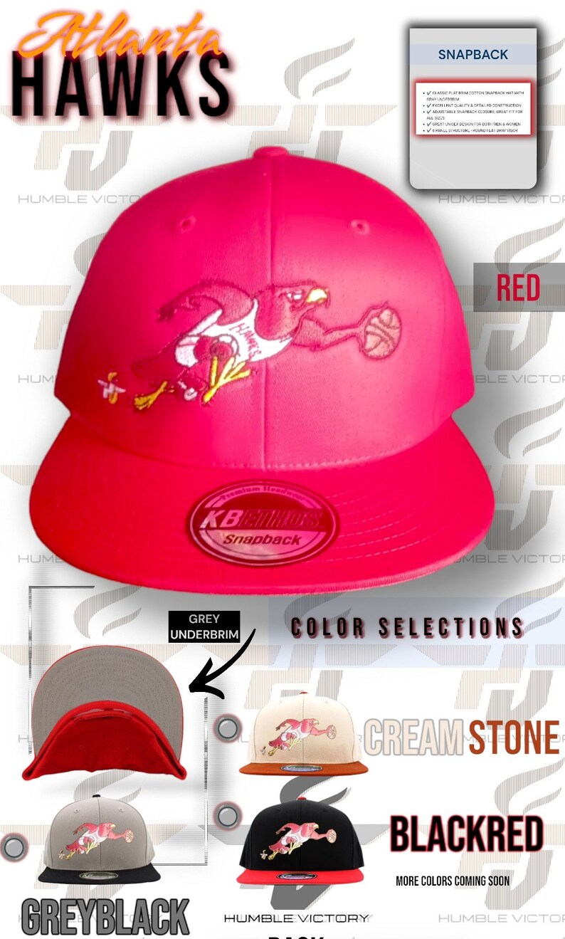 Atlanta Hawks Throwback Logo Snapback Hat NBA Women Men Unisex ...