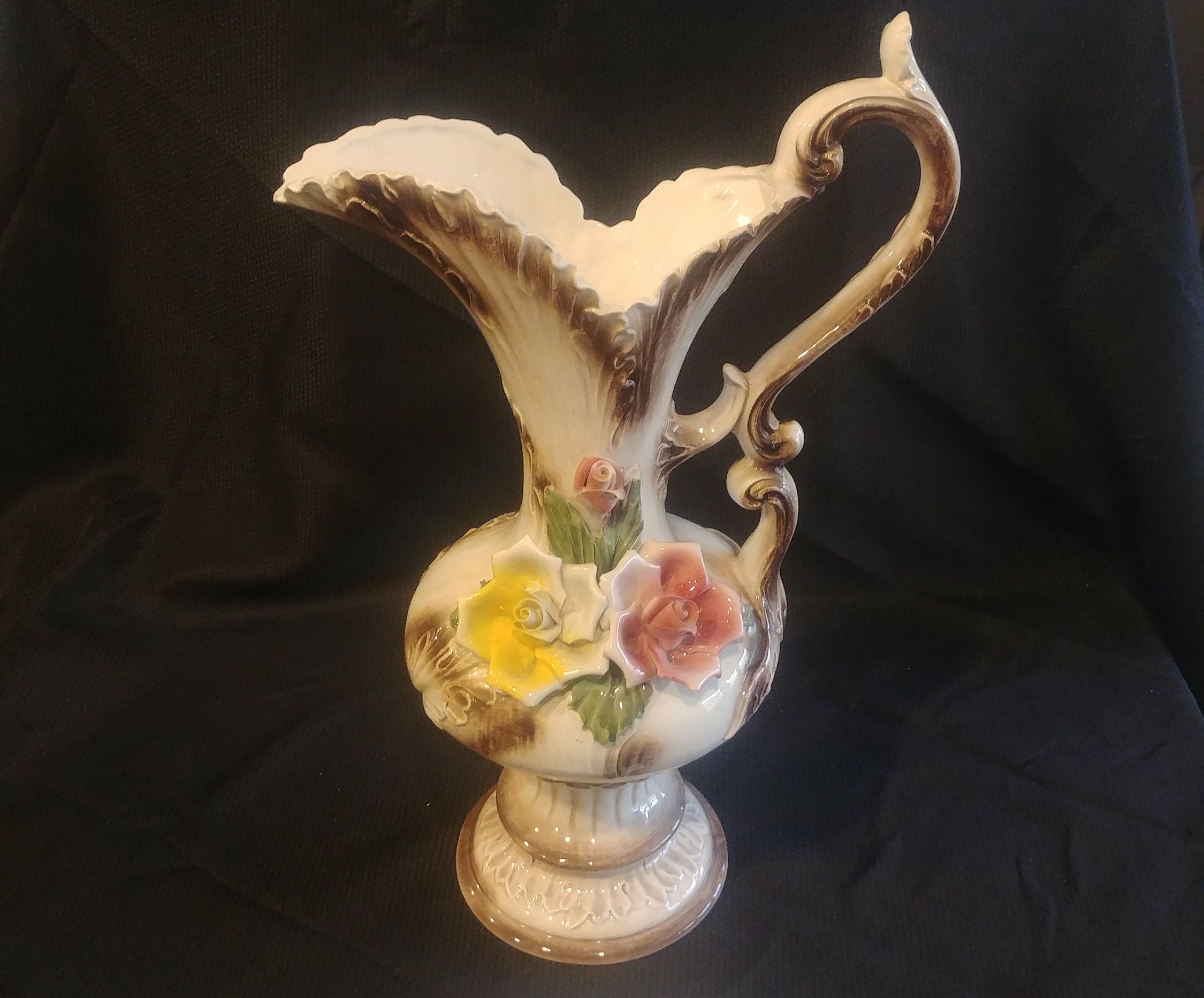 Antique Capodimonte Large Porcelain Pitcher Vase Italy 18 1/2" Tall ...