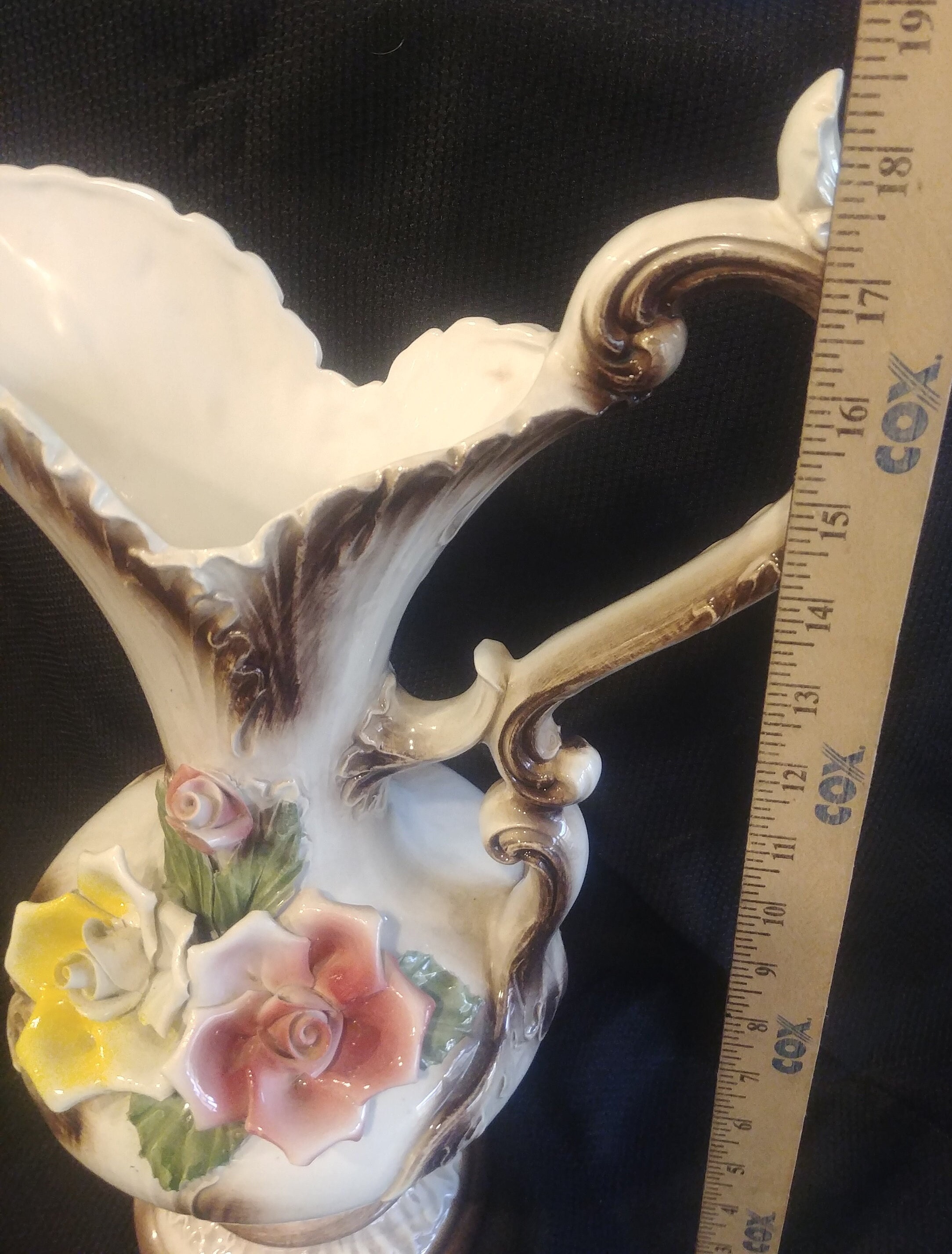 Antique Capodimonte Large Porcelain Pitcher Vase Italy 18 1/2" Tall ...