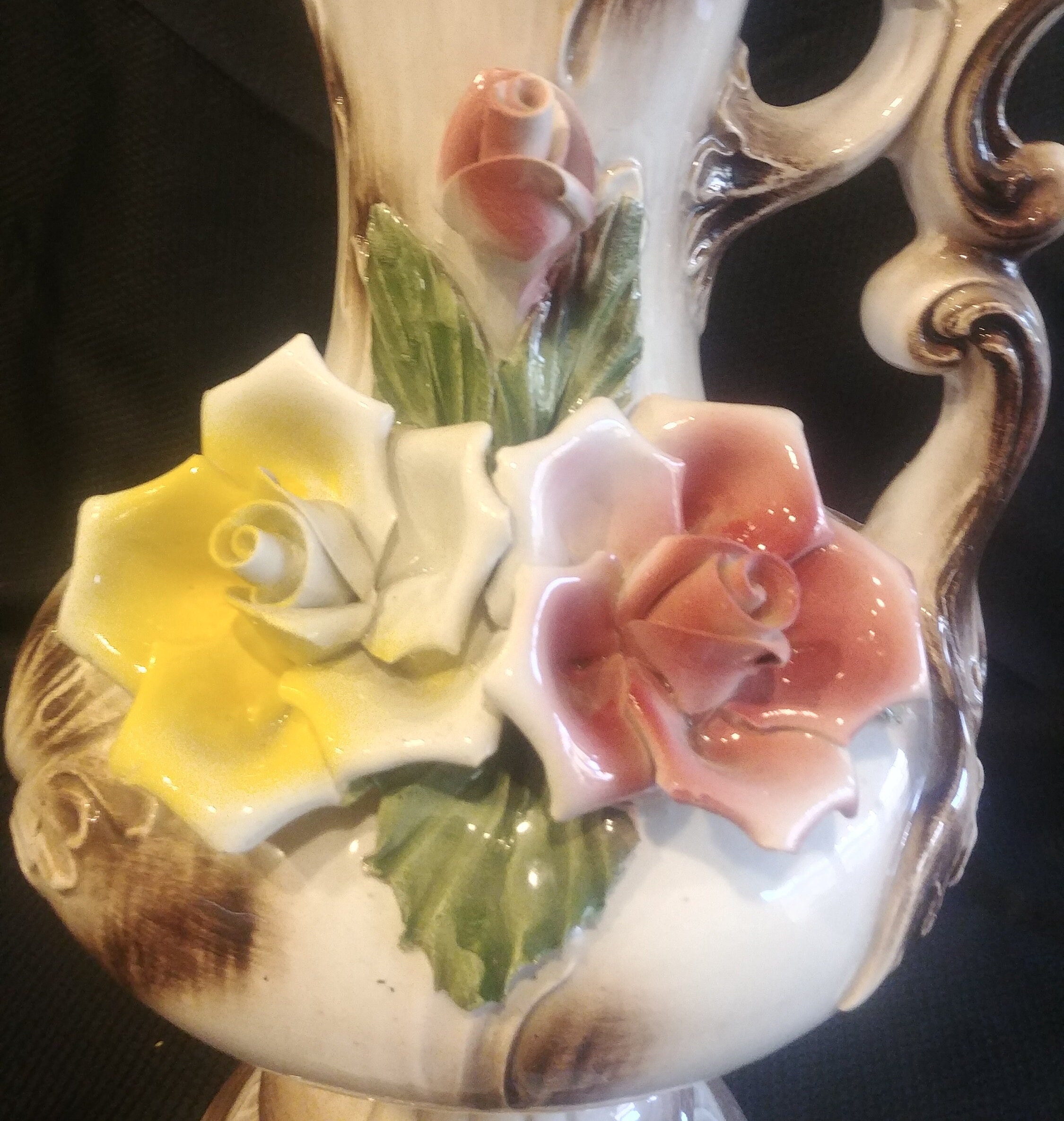Antique Capodimonte Large Porcelain Pitcher Vase Italy 18 1/2" Tall ...