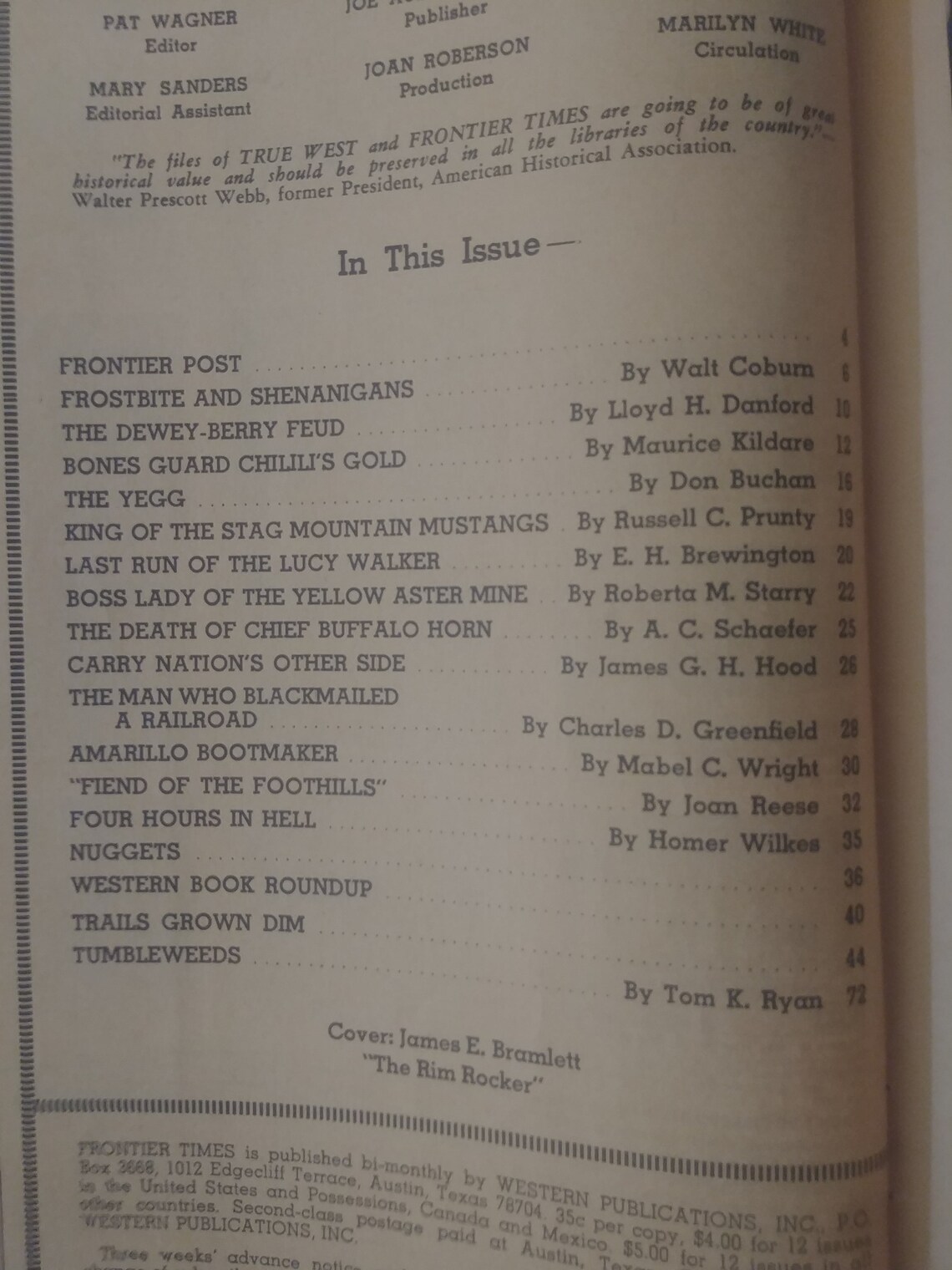 Frontier Times Non-fiction Magazine November 1968 King of Stag Mountain ...