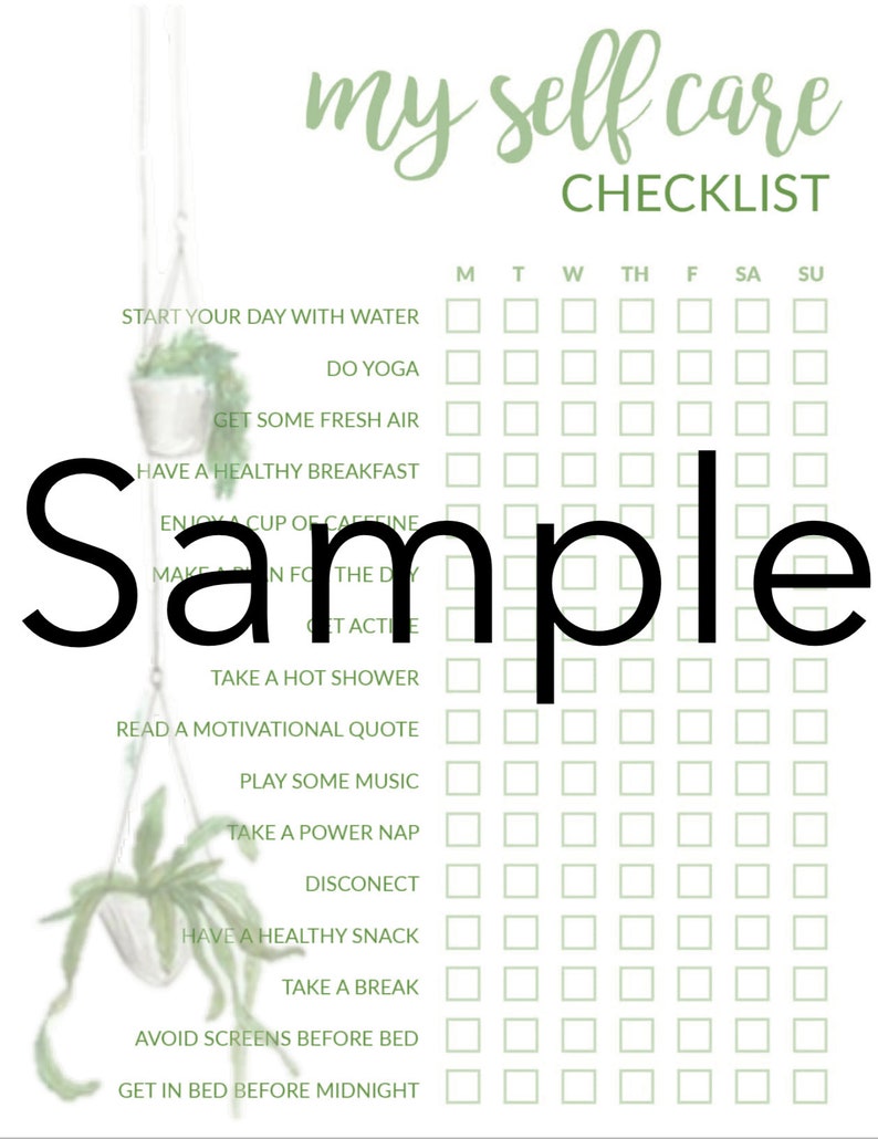 Self-care Checklist Printable Digital - Etsy