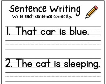 10 Printable Write the Sentence Worksheets - Etsy