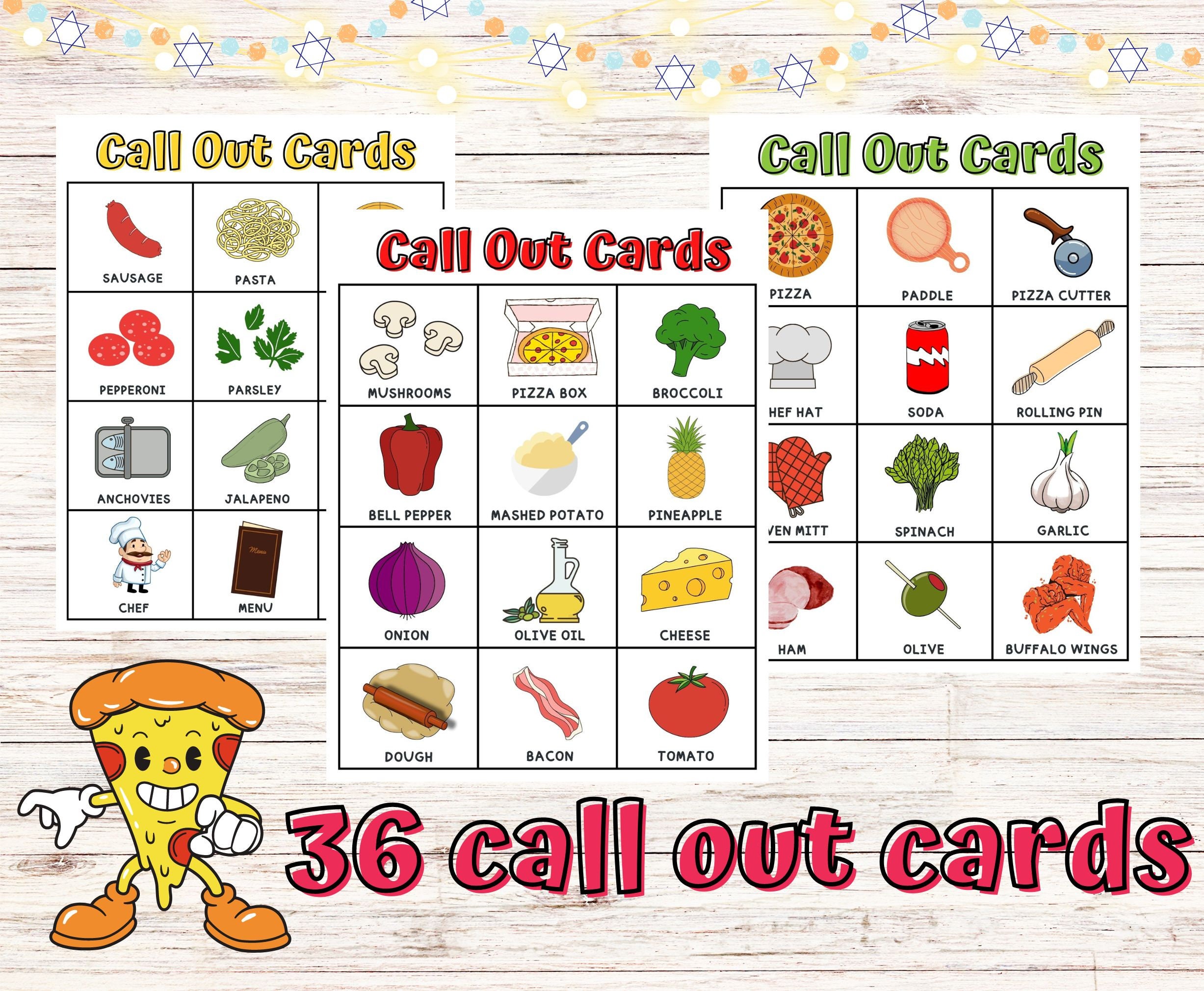 Pizza Bingo Cards, Pizza Party Bingo, Pizza Bingo Printable Cards ...