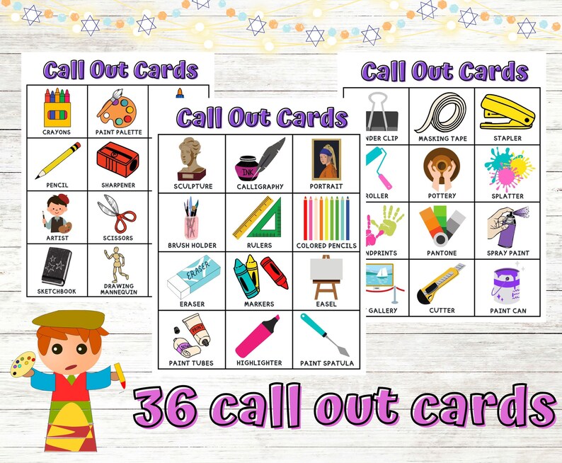 Artist Bingo Cards Instant Download Art Party Bingo Cards - Etsy