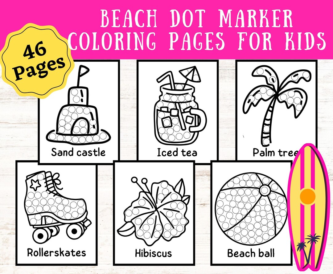 Summer Beach Dot Marker Printable Pages for Kids Do a Dot - Etsy Hong Kong