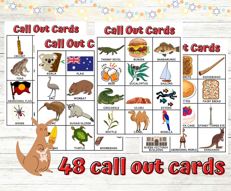 Australia Bingo Cards Instant Download, Australia Party Bingo ...