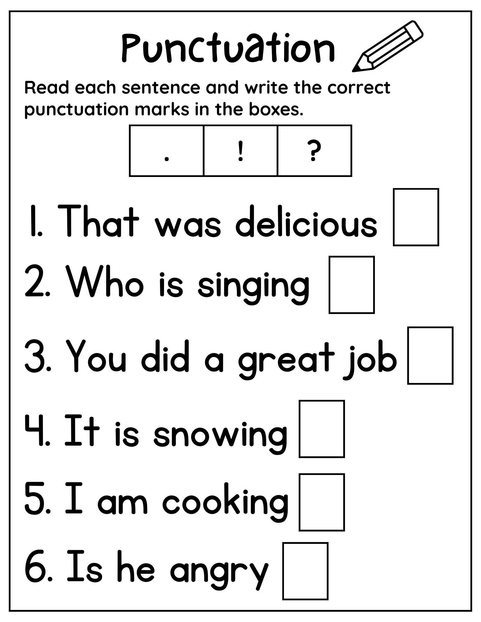 10 Printable Punctuation Worksheets Punctuation Practice - Etsy