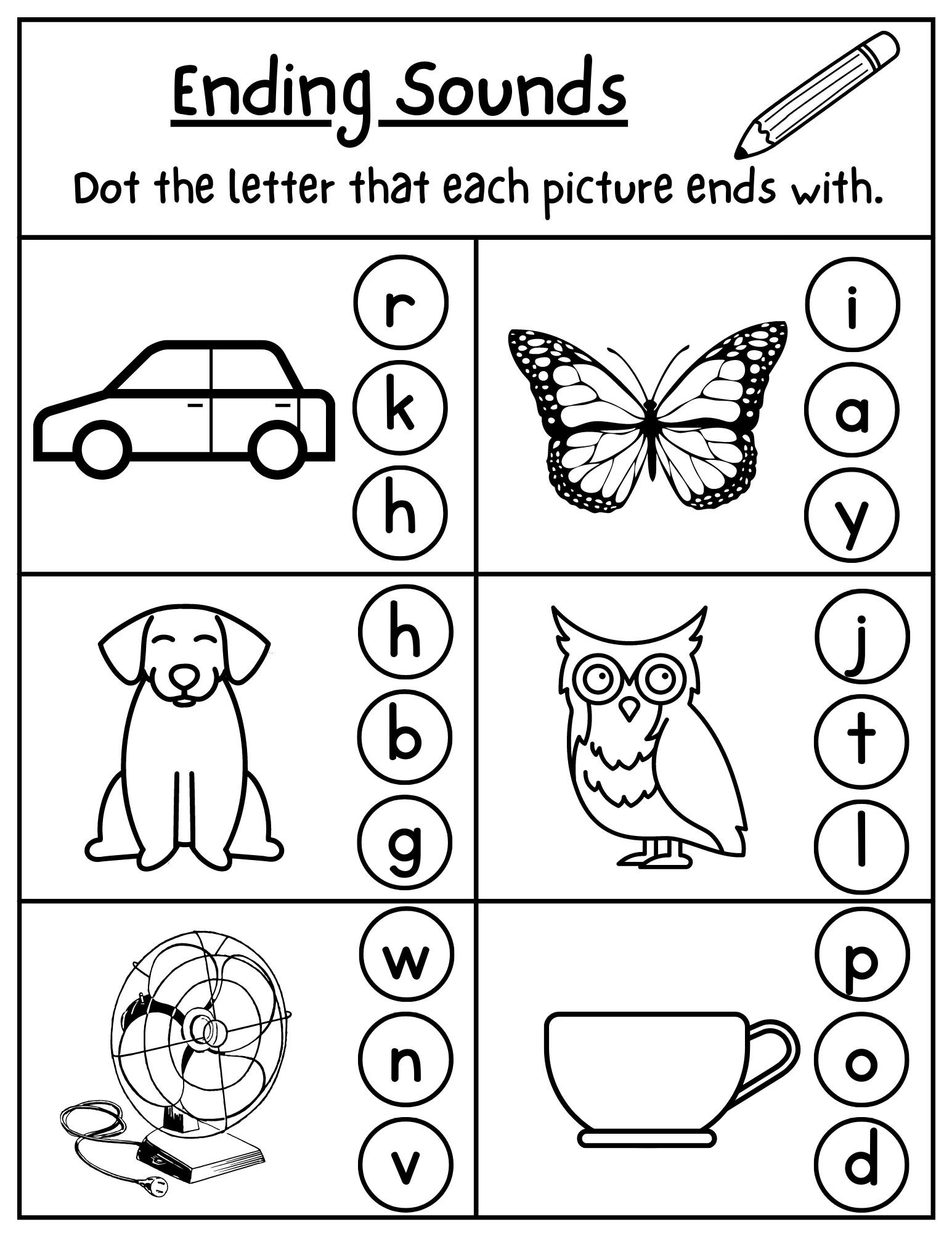 Ending Sound Worksheets Alphabet Worksheet Letter Sounds - Etsy Hong Kong