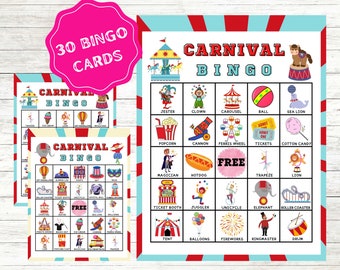 30 Carnival Fair Bingo Cards Carnival Theme Party County - Etsy