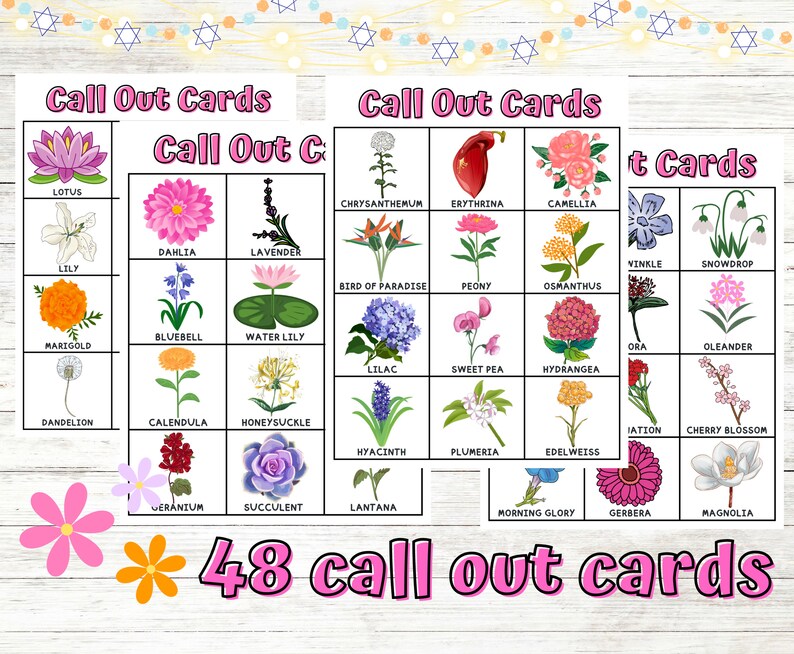 Flower Bingo Cards Instant Download Printable Plant Bingo - Etsy
