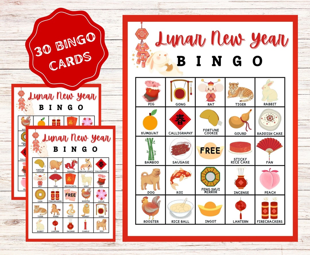 Chinese New Year Bingo Cards Printable Lunar New Year Bingo - Etsy