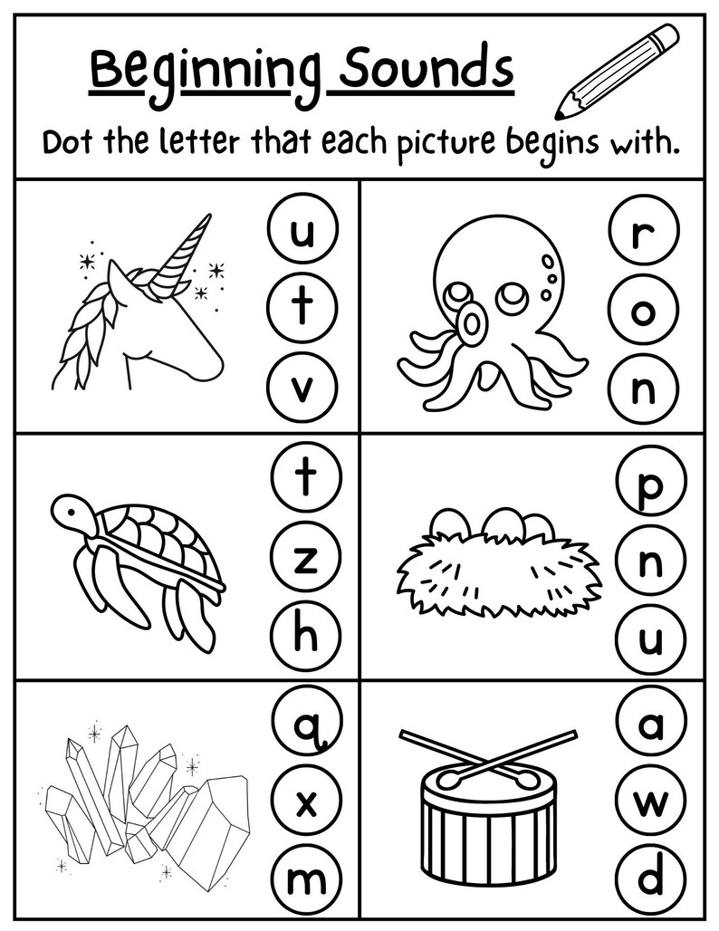 Beginning Sound Worksheets Alphabet Worksheet Letter Sounds - Etsy