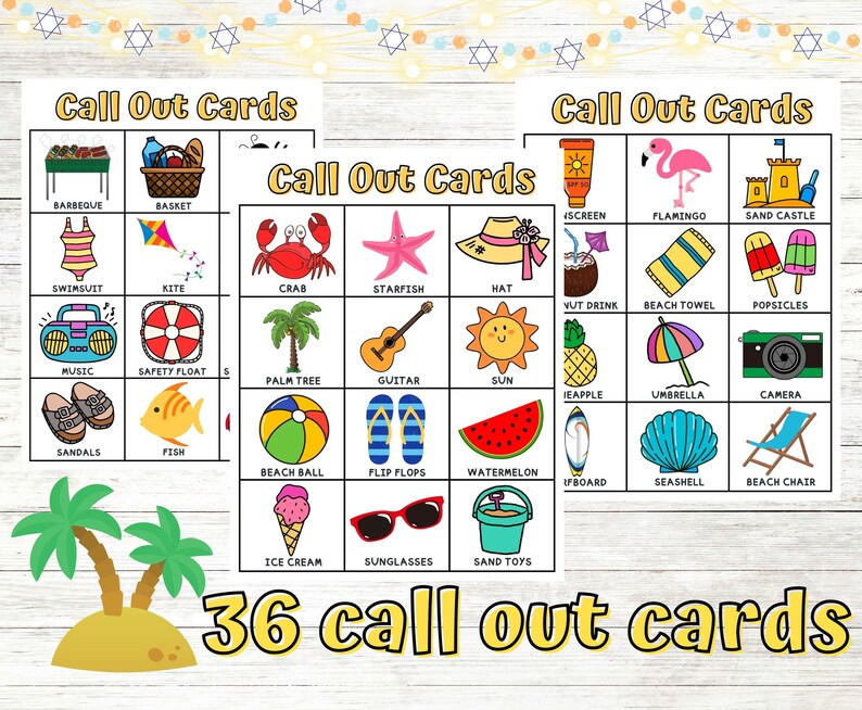 Summer Bingo Cards Beach Party Bingo Beach Bingo Printable - Etsy