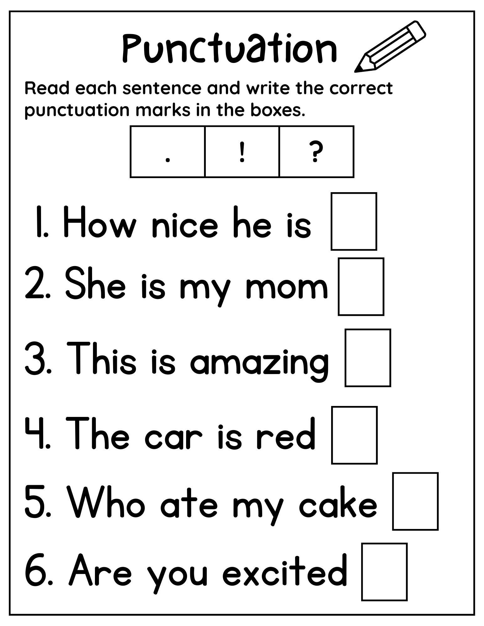 10 Printable Punctuation Worksheets Punctuation Practice Etsy