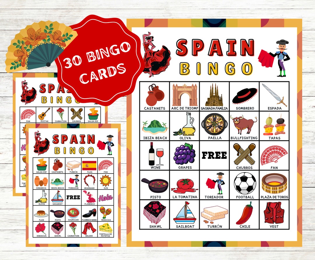 Spain Bingo Cards Barcelona Bingo Cards Spain Printable - Etsy