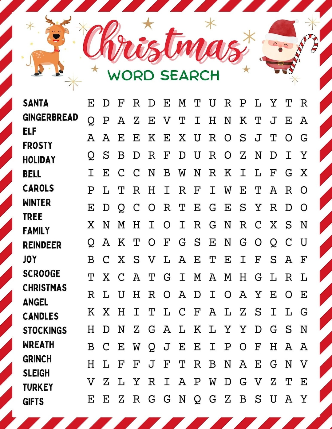 Christmas Word Search Game Christmas Printable Game - Etsy Hong Kong