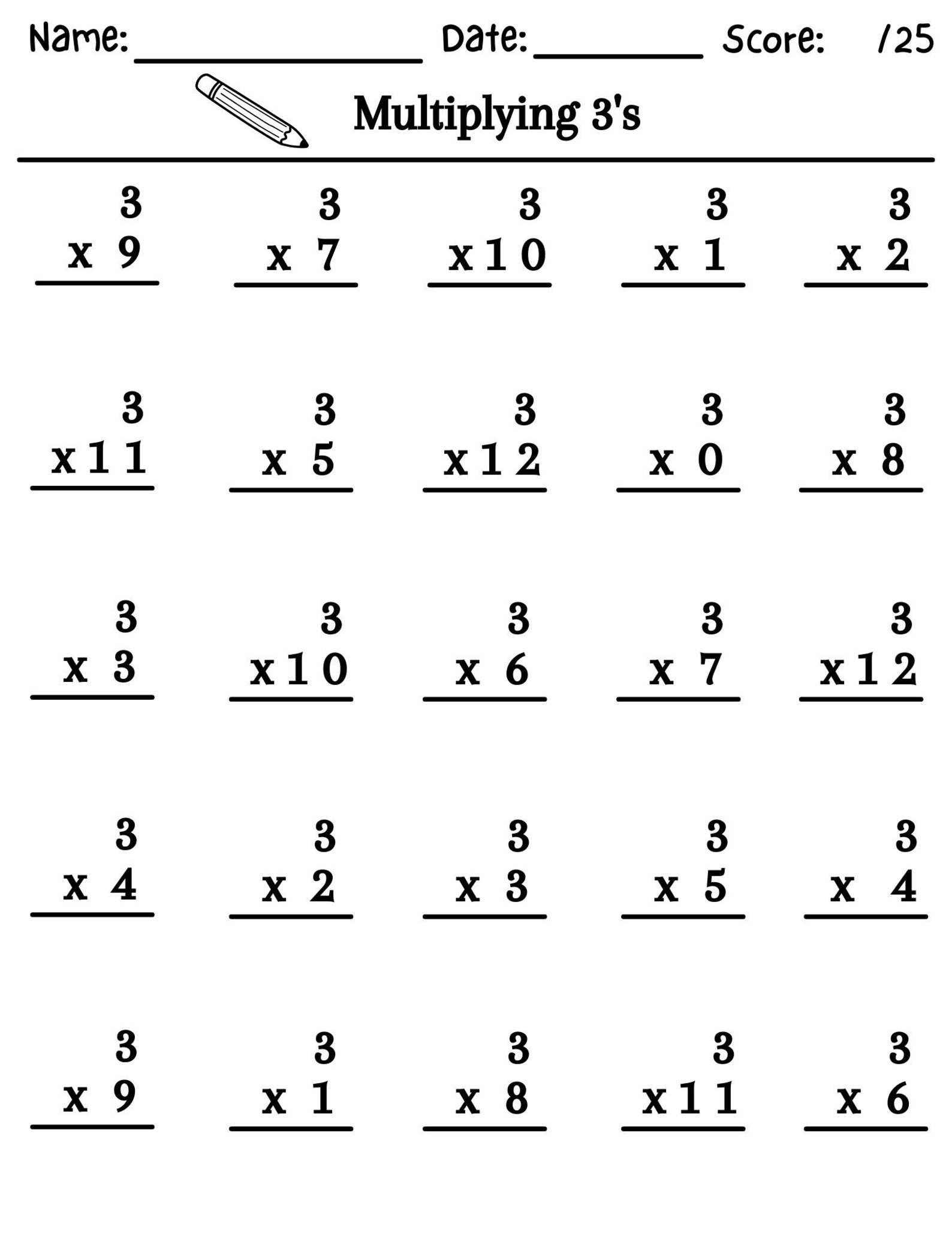 12 Printable Multiplying Practice Worksheets, Printable Multiplication ...